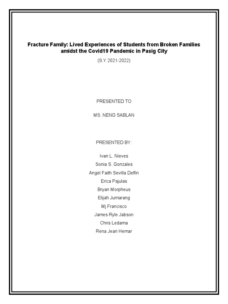 Group 3 Final Research | PDF | Family | Divorce