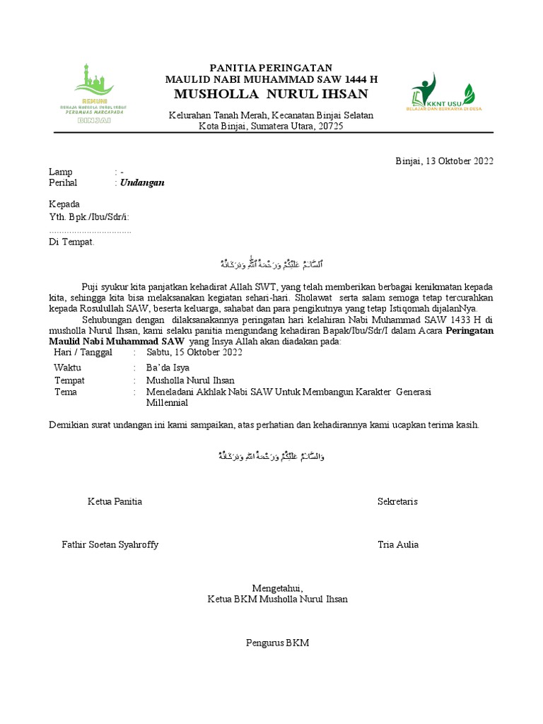 Surat Undangan Maulid Nabi | PDF