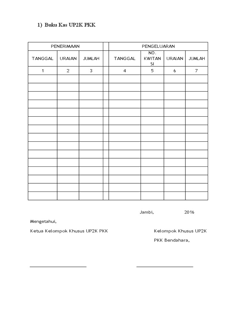 Buku Kas Up2k PKK | PDF