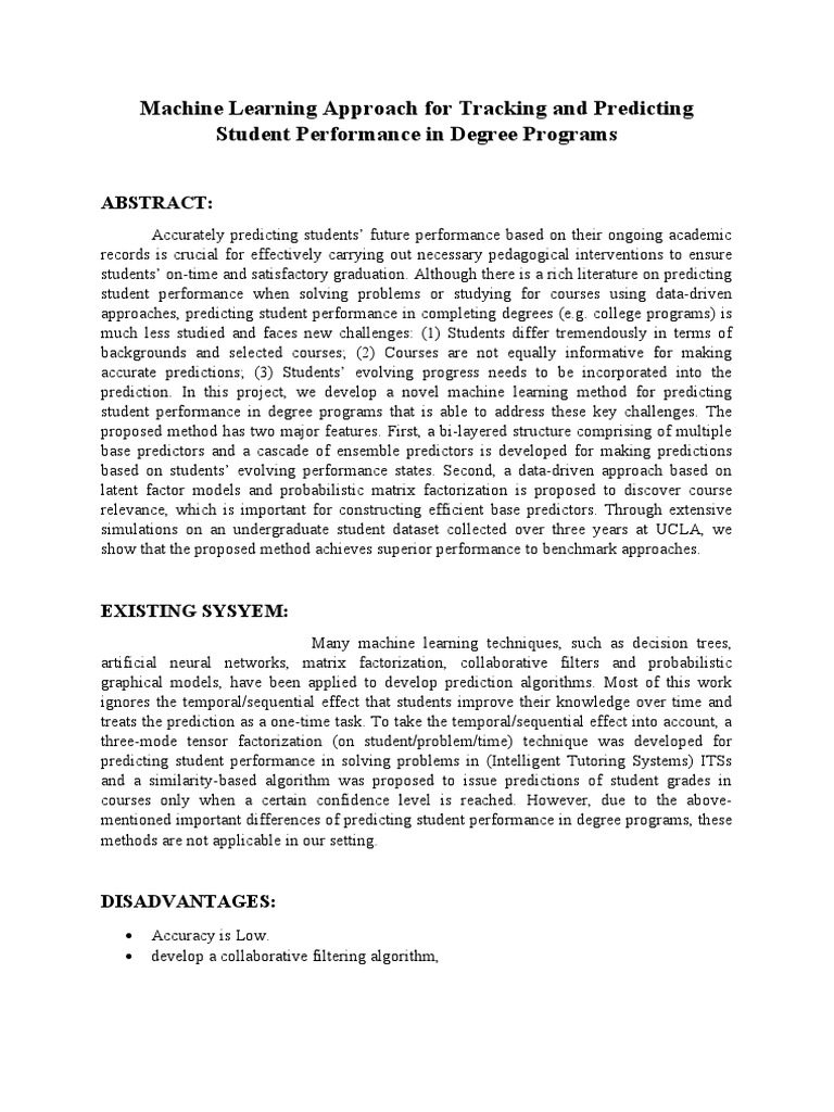 A Machine Learning Approach For Tracking and Predicting Student Performance in Degree Programs ...