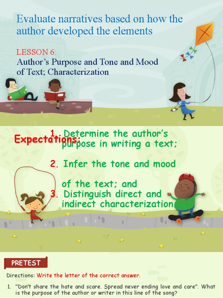 Author's Purpose and Tone and Mood of Text Characterization | PDF