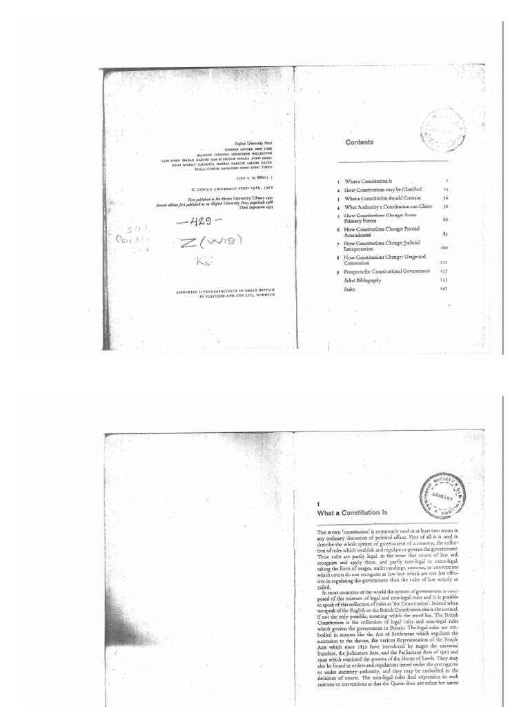 Introduction To The Constitution K. C. Whear | PDF