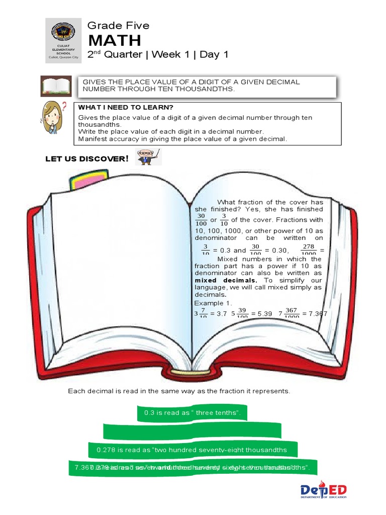 MATH ACTIVITY SHEET - WEEK 1 - DAY 1 - 2nd QUARTER | PDF