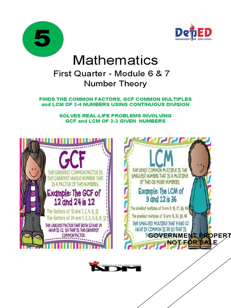 MATH-V-Module WEEK 4 DAY 1-GCF, DAY 2-3, LCM 1st Quarter | PDF ...