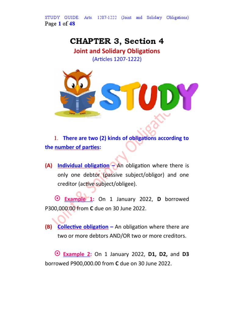 CHAPTER 3 Sec. 4 Arts. 1207 1222 With Problems | PDF | Finance & Money Management