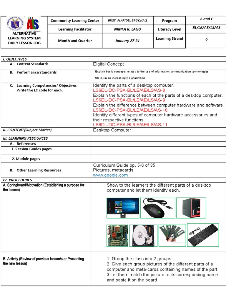 DLL Parts of A Desktop Computer | PDF | Input/Output | Computer Keyboard