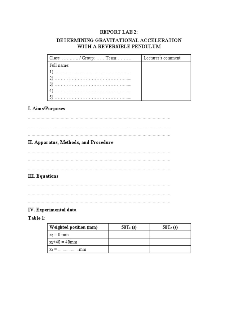 Report Lab 2 | PDF | Pendulum | Observational Error