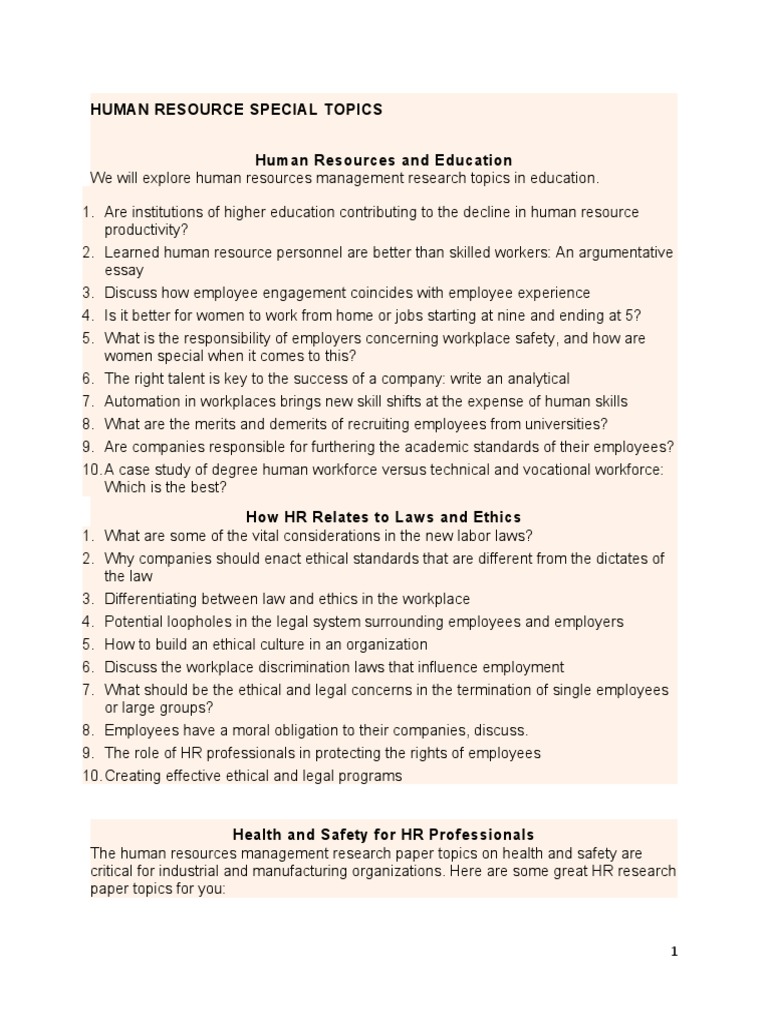 HRM Special Topic | PDF | Human Resource Management | Essays