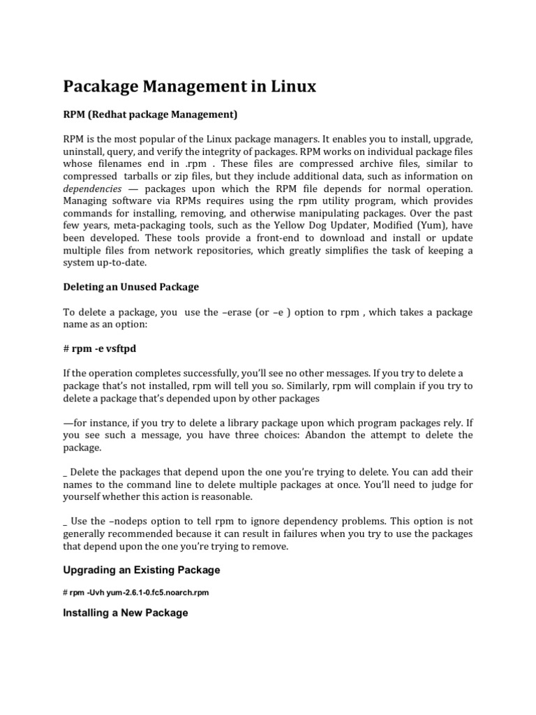 Linux Package Management with RPM and Yum | PDF | Computer File ...