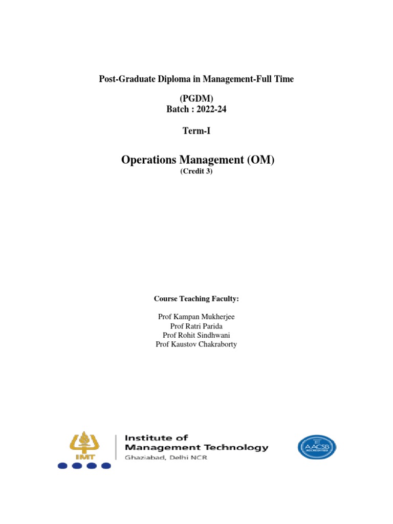 Operations Management | Download Free PDF | Lean Manufacturing | Forecasting