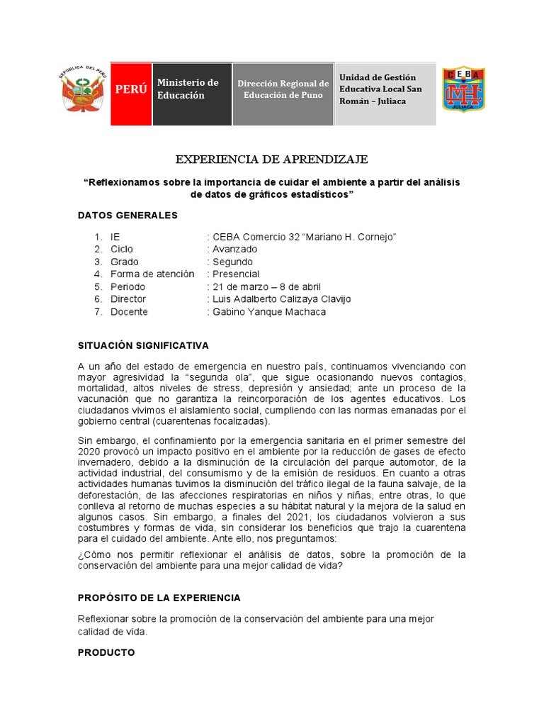 Experiencia De Aprendizaje Segundo Pdf Deforestación Estadísticas