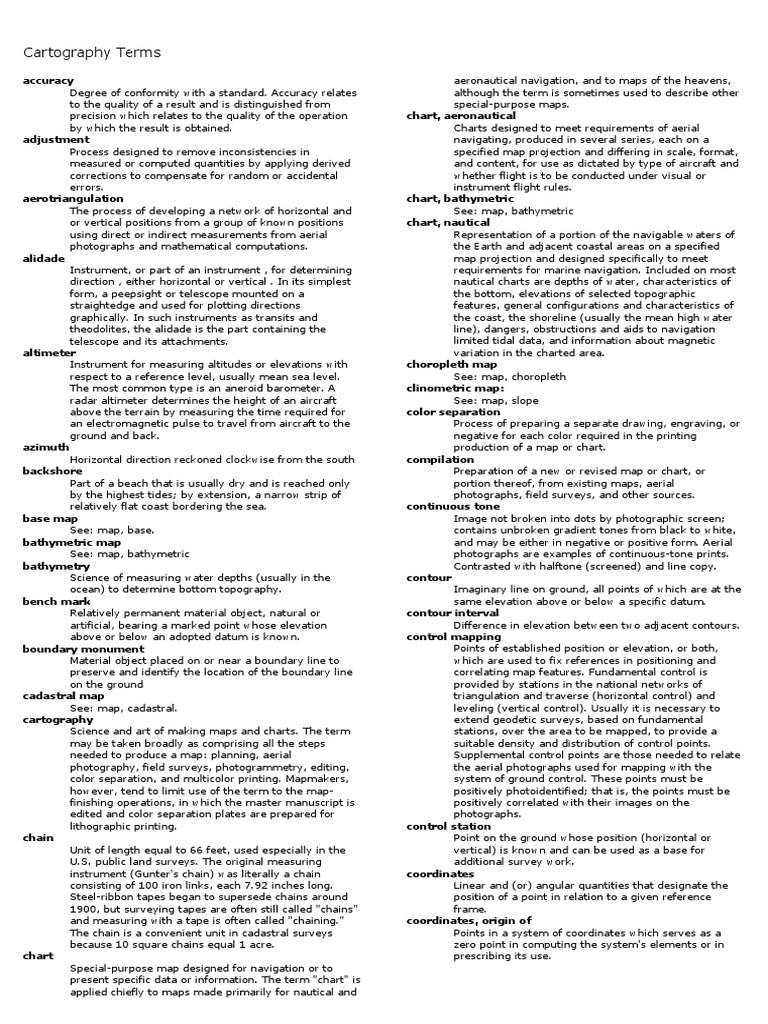 Cartography Terms | PDF | Geodesy | Surveying