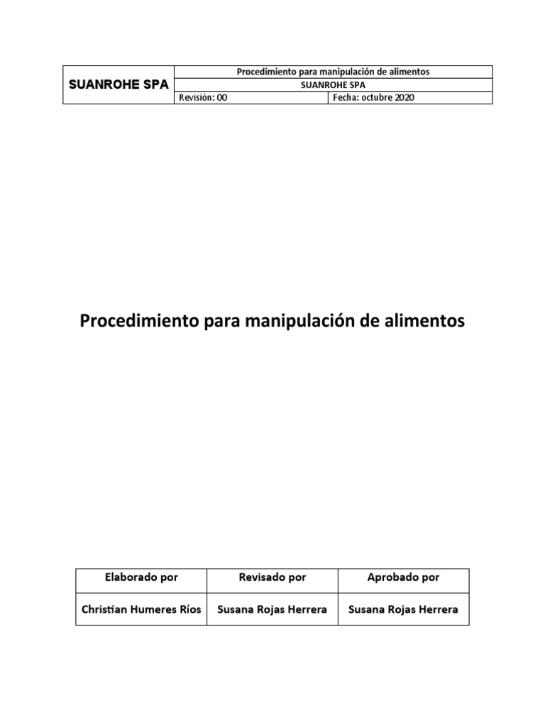 Protocolo de Manipulación de Alimentos | PDF | Alimentos | Lavado de manos