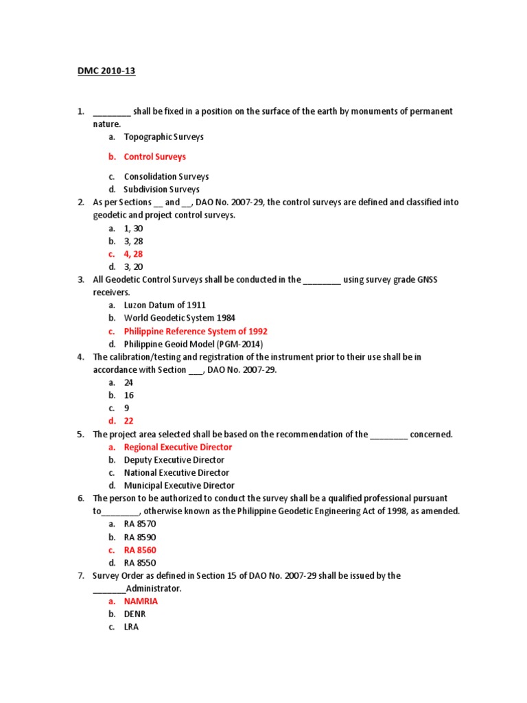 Refresher DMC 2010 13 | PDF | Surveying | Trigonometric Functions