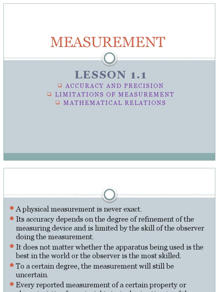 LESSON 1.1 Measurement (Accuracy Vs Precision) | PDF | Accuracy And ...