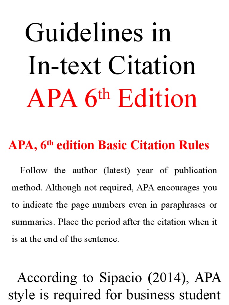 APA 6th Ed - Intext | PDF | Apa Style | Citation