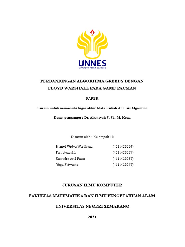 Perbandingan Algoritma Greedy Dengan Floyd Warshall Pada Game Pacman ...