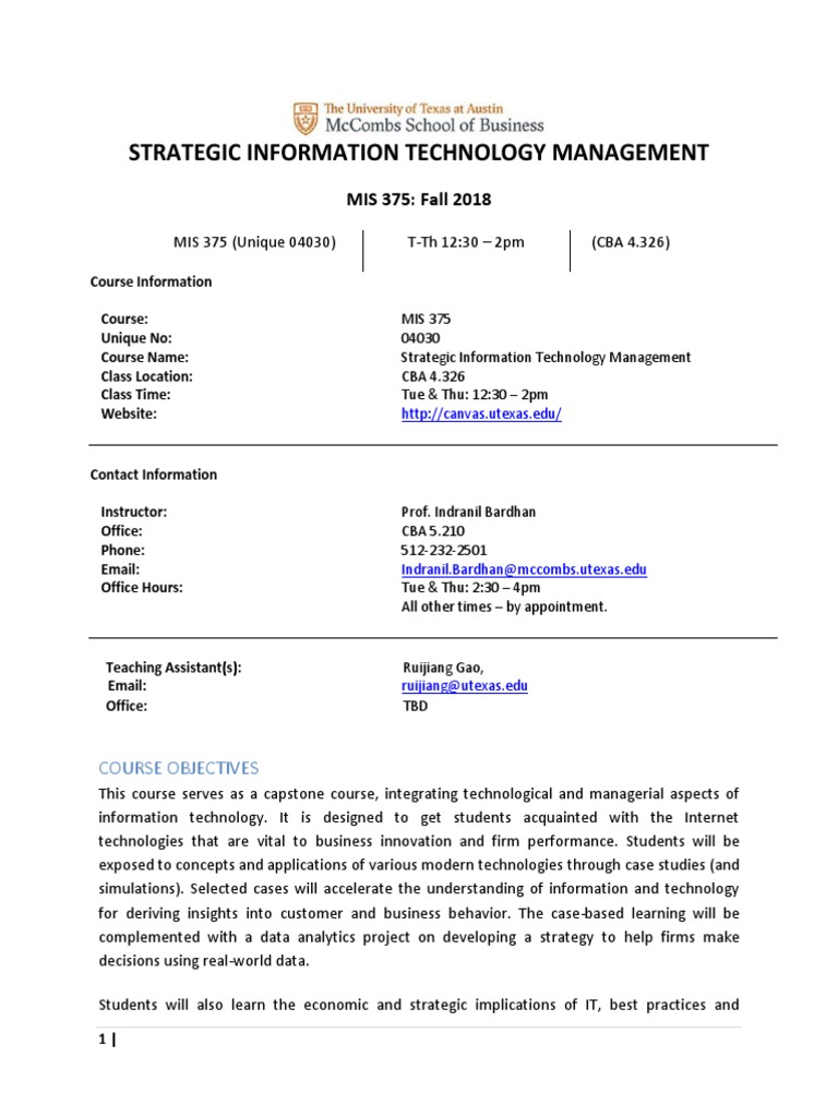 Strategic IT Management Course | PDF | Academic Dishonesty | Analytics