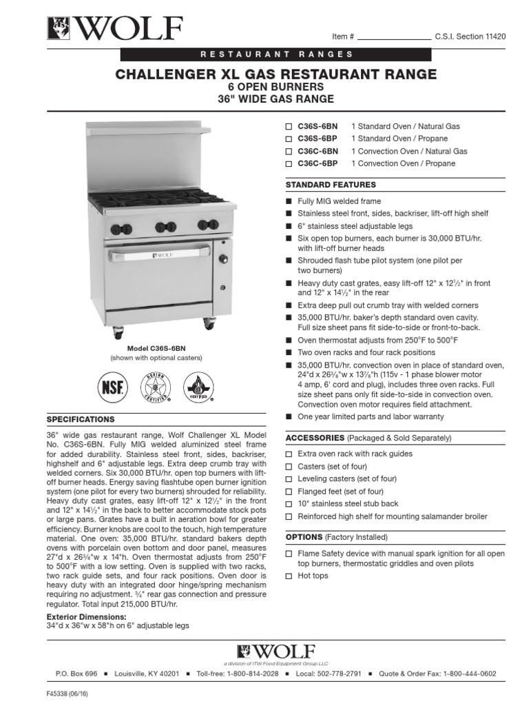 Cocina Wolf | PDF | Oven | Equipment