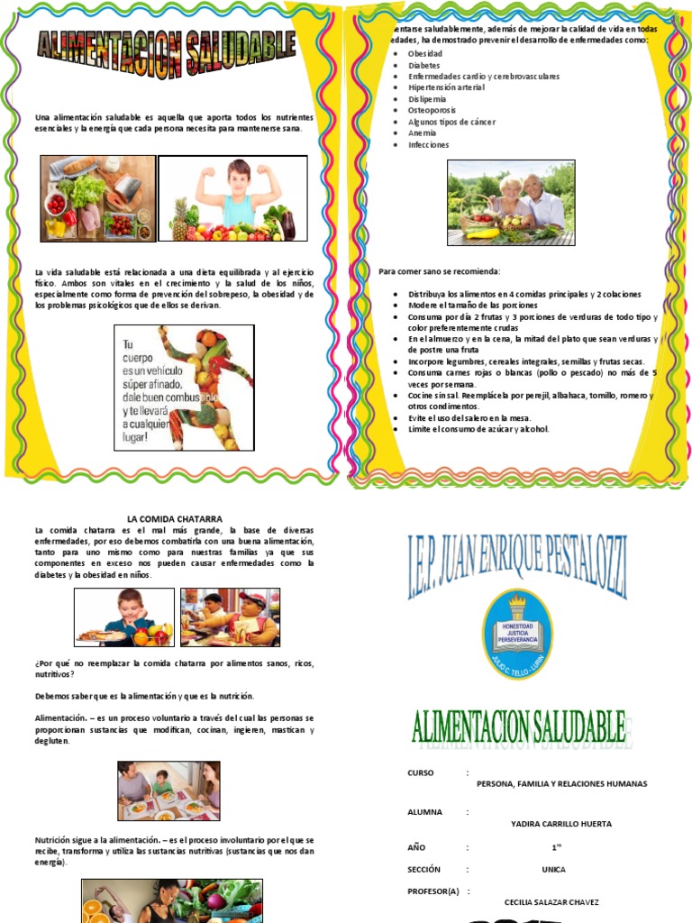 Diptico - Alimentacion Saludable | PDF | Nutrición | Dieta y nutrición