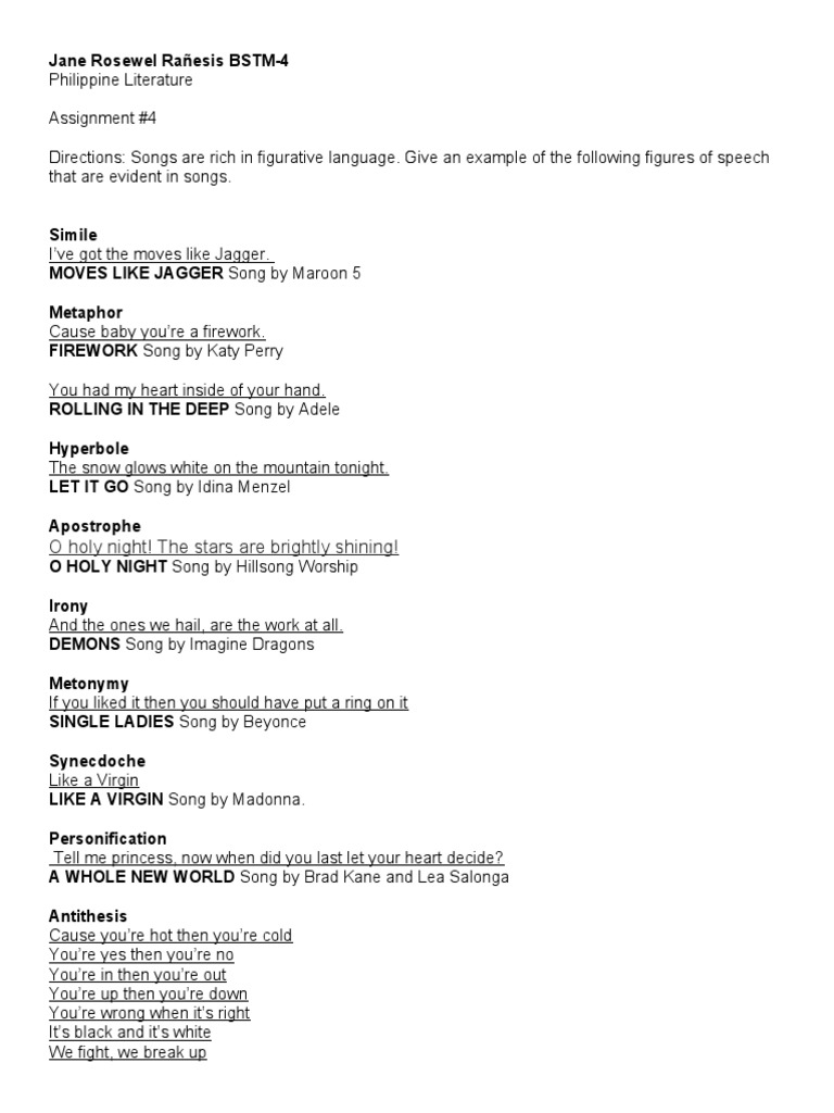 Figurative Language Assignment | PDF