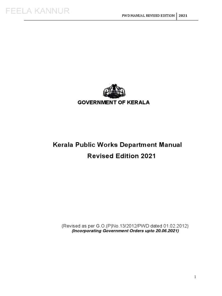 Kerala PWD Manual Revised Edition 2021 - F | PDF