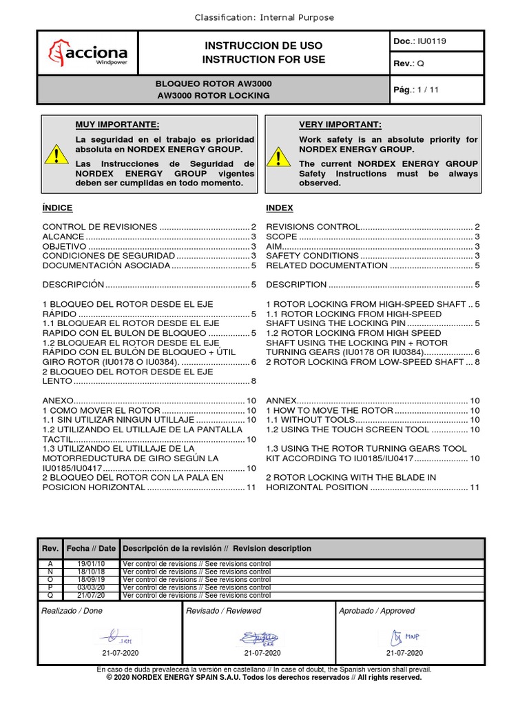 IU0119 - Q - Bloqueo Rotor AW3000 | PDF