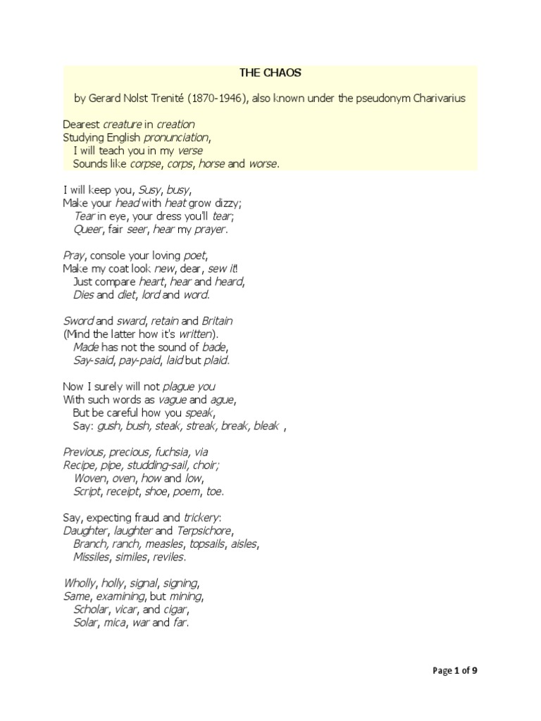 Mastering English Pronunciation Chaos | PDF | Poetry