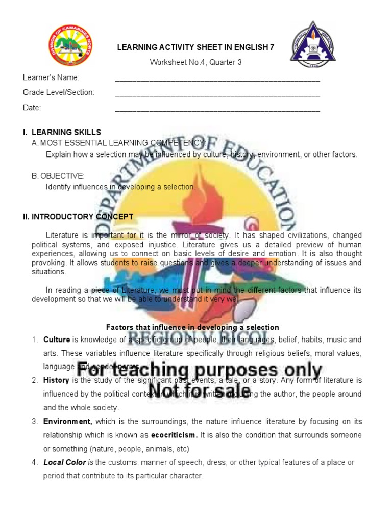 English 7 Q3 Las L4 Pdf Learning