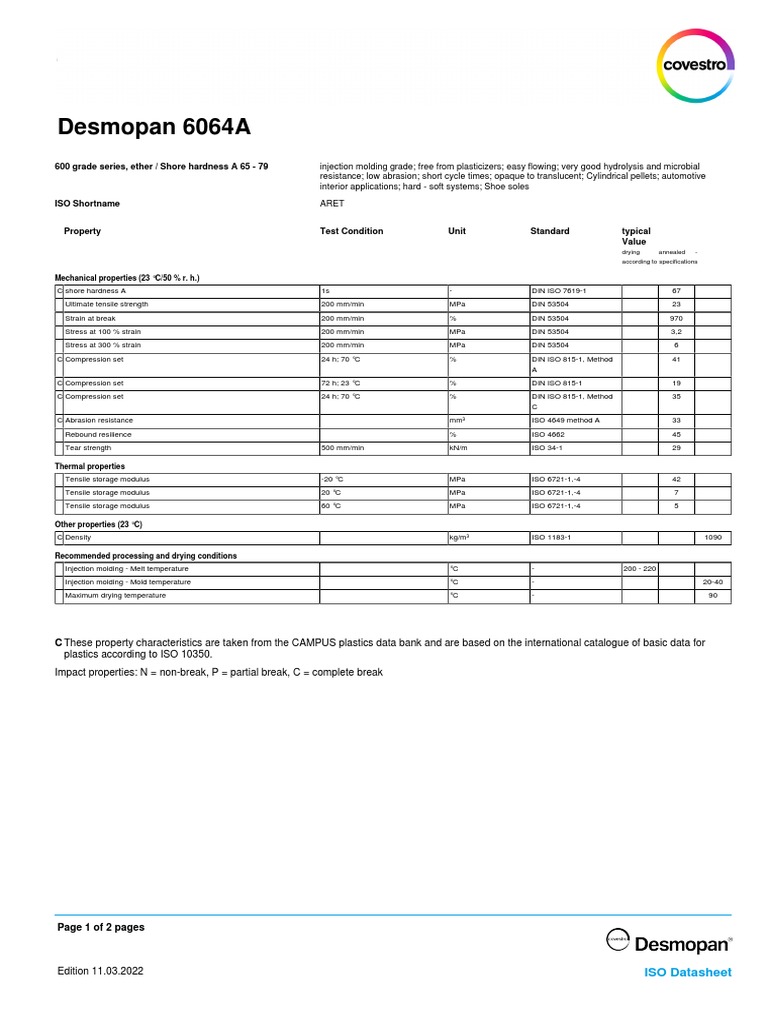 Desmopan 6064A - en - 81165785 05123103 20014072 | PDF | Medical Device ...