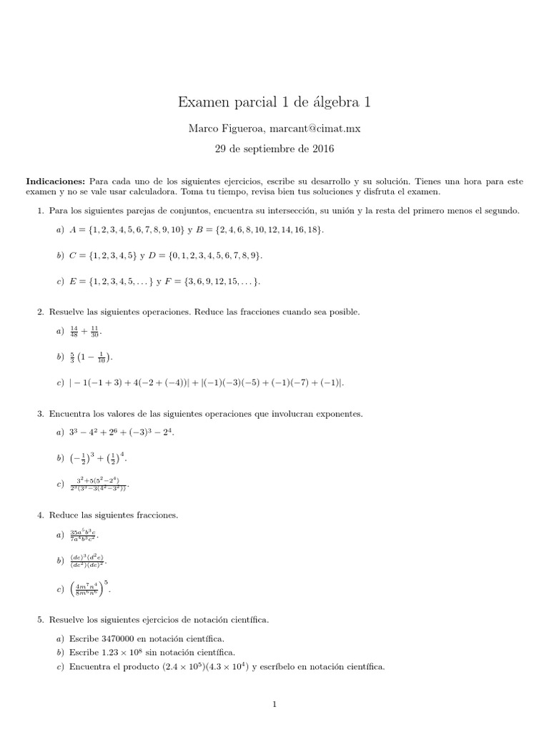 Parcial 1 Algebra | PDF