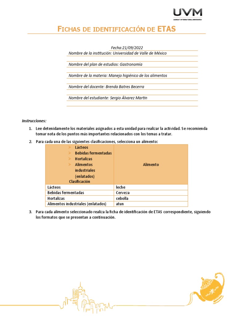 Fichas de Identificación de Etas | PDF | Alimentos | Leche