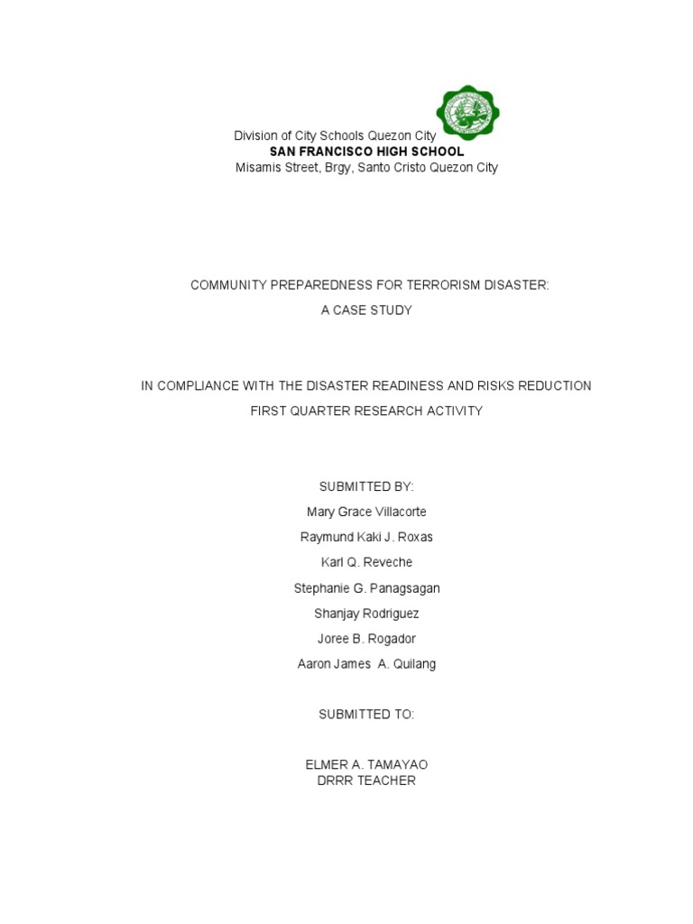 DRRR Research Format A Case Study | PDF | Emergency Evacuation