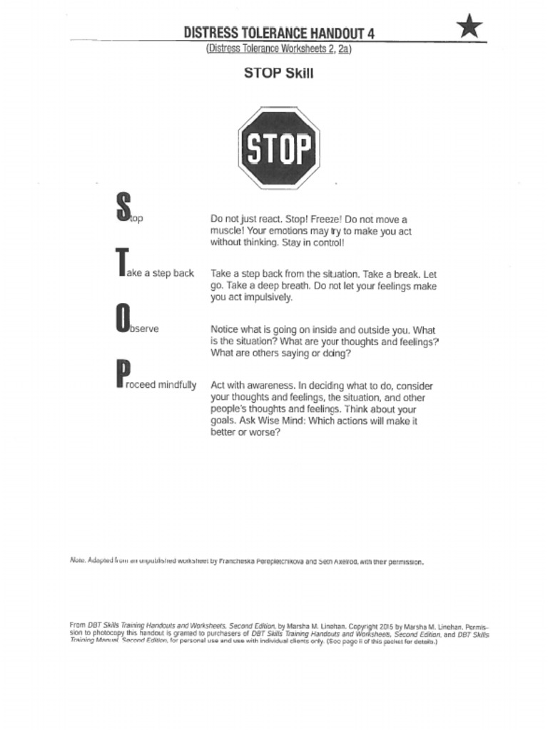 Distress Tolerance Worksheets | PDF