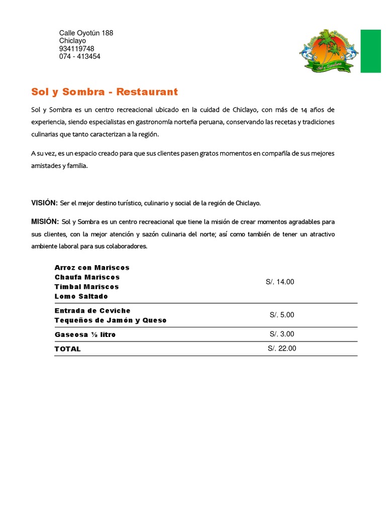 Cotización Almuerzo Ejecutivo | PDF