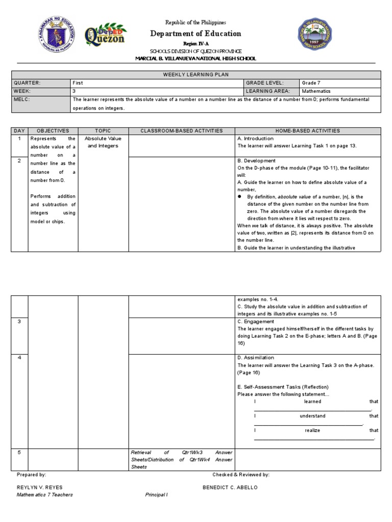 qtr1 wk3 | PDF | Learning | Numbers