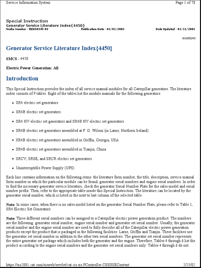 Service FORMS FOR GENERATORS | PDF | Engines | Electrical Engineering