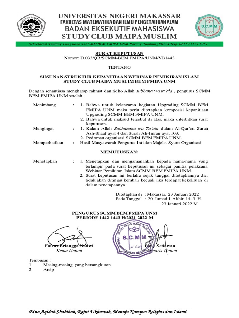 SK Panitia Wpi SCMM 2022 | PDF