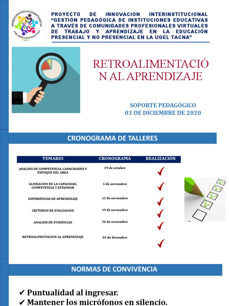 Vi Taller - Retroalimentación | PDF | Maestros | Aprendizaje