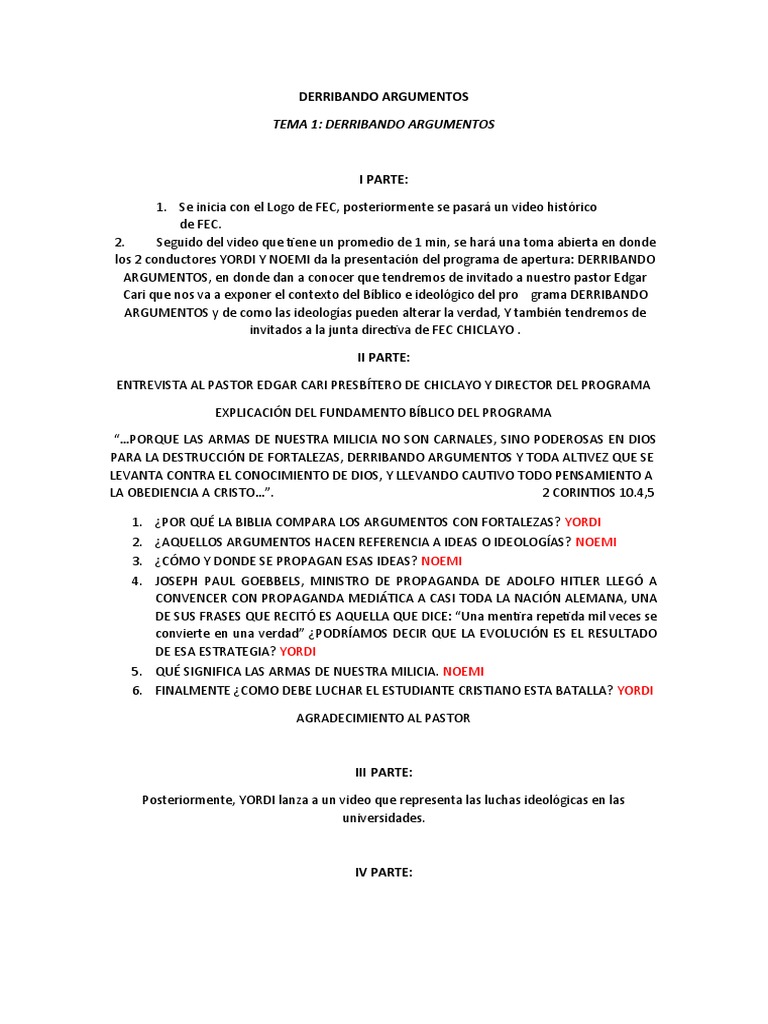 Derribando Argumentos en 2 Corintios 10:4-5 | PDF