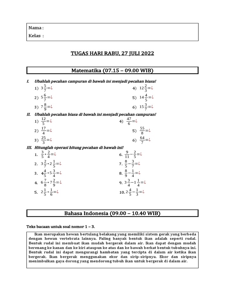 Tugas Rabu 27 Juli 2022 | PDF