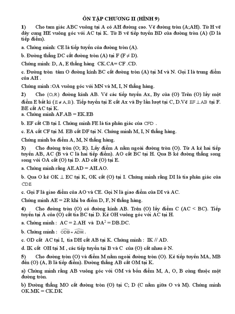 Ôn Tập Chương II Hh9 | PDF