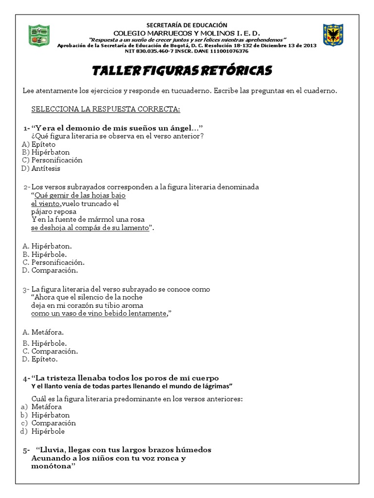 Taller de Figuras Retóricas | PDF | Metáfora