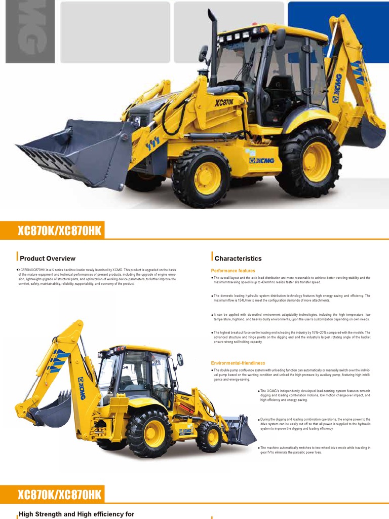 XCMG XC870K/XC870HK Backhoe Loader | PDF | Manufactured Goods | Vehicles