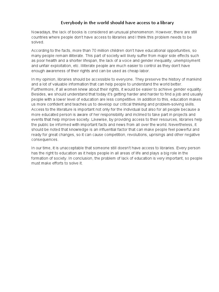 Importance of Library Access for All | PDF