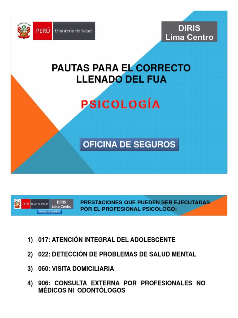 Guía para el correcto llenado del Formato Único de Atención (FUA) en la detección de problemas ...