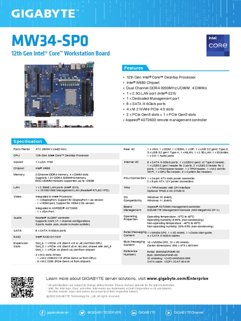 MW34-SP0 Datasheet v1.0 | PDF | Computer Engineering | Computer Hardware
