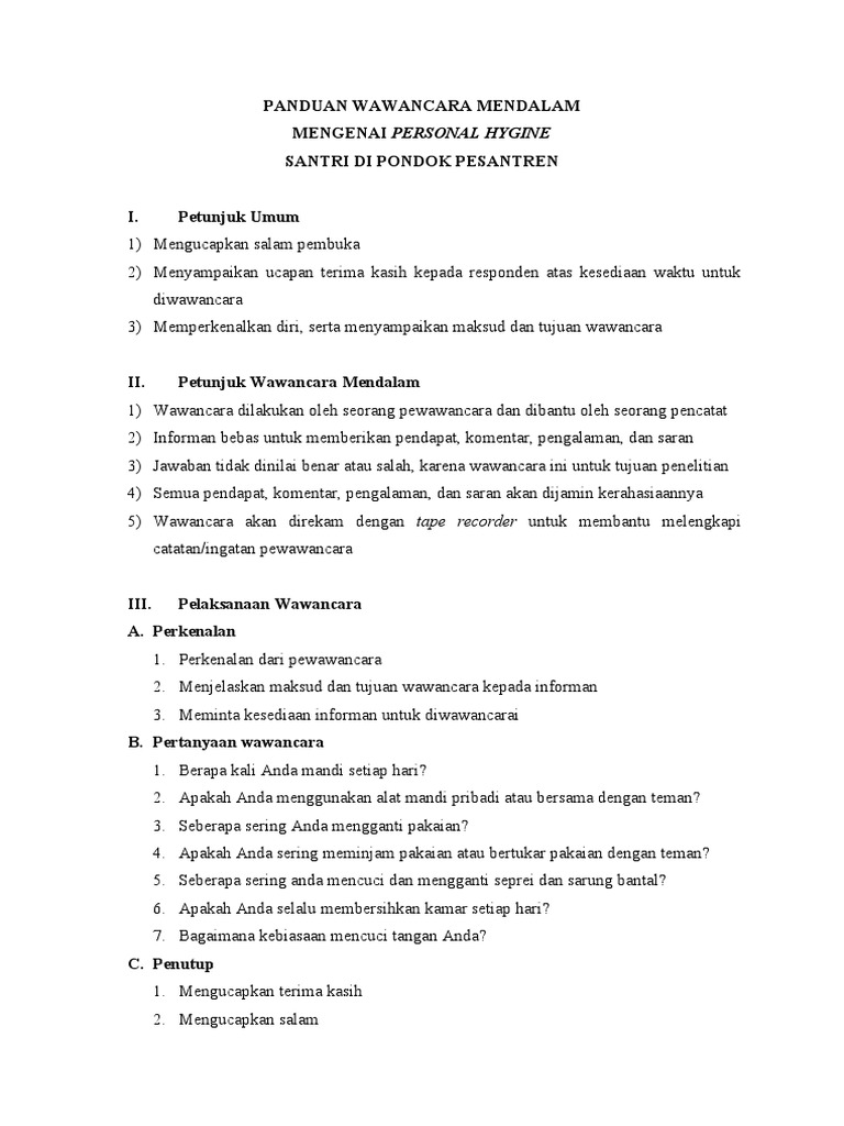 Panduan Wawancara Mendalam | PDF