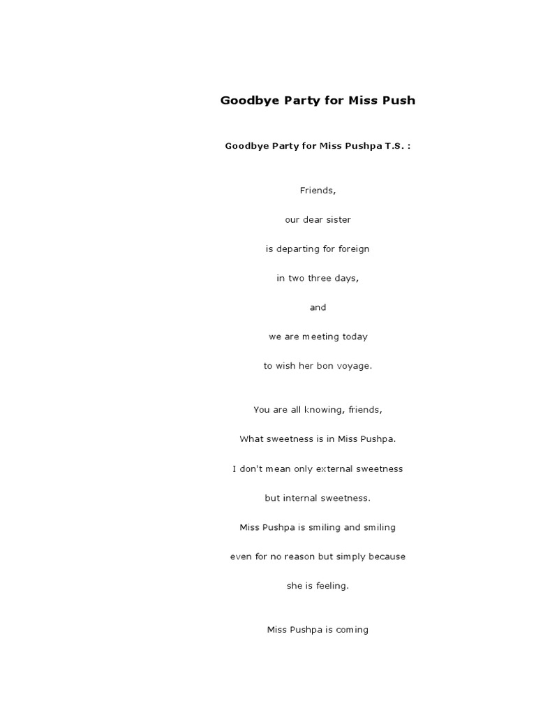Goodbye party for Miss Pushpa TS-poem | PDF | Poetry | English Language