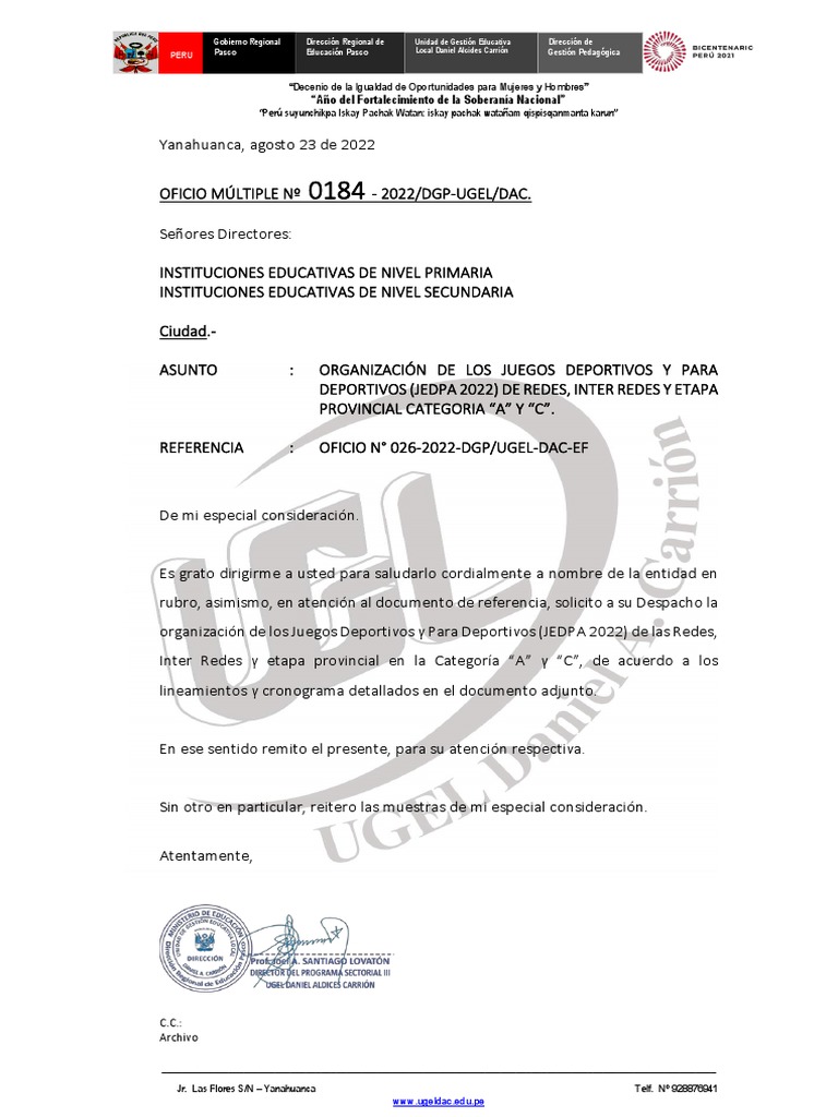 Oficio Multiple #184 - Agp | PDF